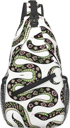 Generic Casual Sacoche Port&eacute; &eacute;paule Art du serpent vert Sacs &agrave; Bandouli&egrave;re Polyester Sac DEpaule pour Homme Femme Cyclisme