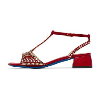 Loriblu Sandalenschmuck aus Nappaleder und rotem Wildleder - - Shoes - Damen - Rot - 38 EU
