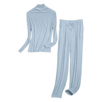 Generic Ensemble de pyjama pour femme - V&ecirc;tements de nuit d&eacute;contract&eacute;s &agrave; col en V avec poches - V&ecirc;tements de nuit confortables et chauds - Haut &agrave; taille &eacute;last