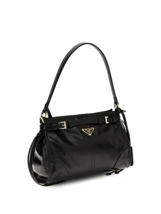 Prada Womens Small Bonnie Handbag Leather Nero Calf Bos Taurus Handbags Hand Bags