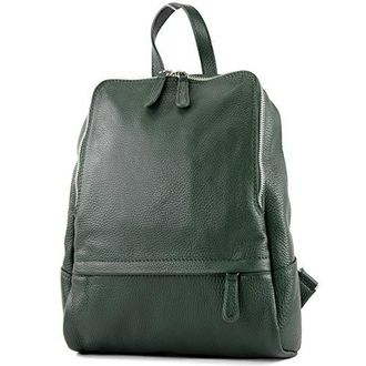 modamoda.de Ital Damenrucksack sac en cuir T138, Couleur:Vert Bouteille