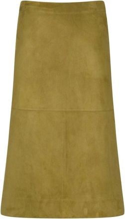 Bottega Veneta Femme, Jupes, Vert, Taille: 38 FR Suede A-Line Midi Skirt