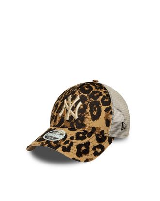 New Era Womens Trucker Cap 9forty Leopard Brown Cotton Hat