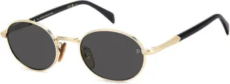 Eyewear by David Beckham DB1196S Metal Round-Frame Sunglasses - Gold