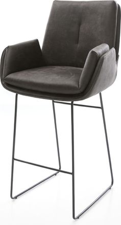 DELIFE Barstuhl Clea-Flex Mikrofaser Anthrazit Vintage Kufengestell Metall Schwarz, Barst&uuml;hle