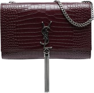 Saint Laurent Hobo Bags - Medium Croc Embossed Leather Monogram Kate Tassel - Gr. unisize - in Rot - f&uuml;r Damen
