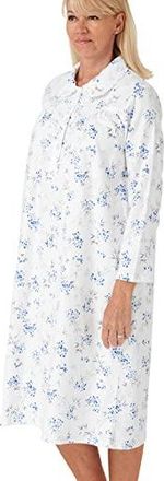 Marlon Womens Candace Brushed Cotton Printed Peter Pan Collar Nightgown Chemise de Nuit