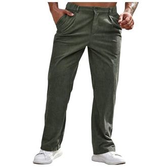 Generic Pantalon en velours c&ocirc;tel&eacute; pour homme - Jambes larges - Taille &eacute;lastique - Pantalon fusel&eacute; - Couleur unie - Pantalon de loisirs avec cordon de serrage