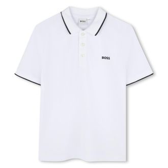 BOSS POLOHEMD MIT KURZEN ARMELN Weiss 100% Baumwolle 16JAHRE