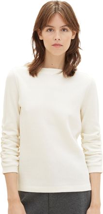 Tom Tailor Damen Basic Sweathsirt mit Raffarm, soft neutral beige, L