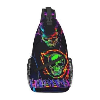 Generic Rock Skeleton Dj Sac &agrave; bandouli&egrave;re de voyage pour homme Sac &agrave; dos de randonn&eacute;e