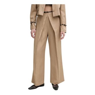 Isabelle Blanche Femme, Pantalons, Beige, Taille: 38 FR Pantalon pliss&eacute; &agrave; boucle