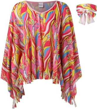 Generic Costume hippie pour femme - Poncho hippie des ann&eacute;es 60 et 70 - Accessoires hippie - Costumes de carnaval - V&ecirc;tements hippie pour femme - V&ecirc;tements bo