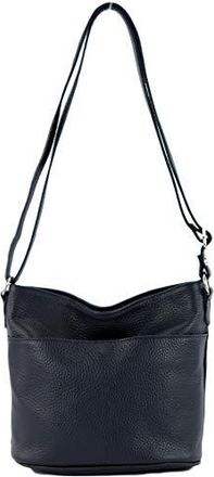modamoda.de Modamoda de T198 - Fabriqué en Italie Sac bandoulière en cuir, bleu foncé, Small