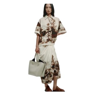 Erika Cavallini Semi Couture Femme, Blouses et Chemises, Multicolore, Taille: 36 FR Chemise en popeline avec imprim&eacute; Paesaggio