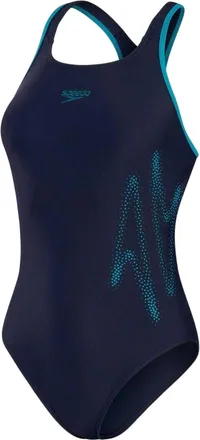 Speedo Badeanzug f&uuml;r Damen, Racerback (Schwarz/Gr&uuml;n)