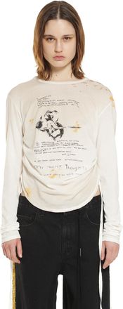 Ann Demeulemeester Dot Wrinkled Cropped Long Sleeve Top