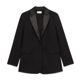 Oltre Femme, Vestes, Noir, Taille: 40 FR Blazer avec d&eacute;tails en satin