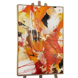 Yohji Yamamoto Art Luxus Acryl Gem&auml;lde auf Leinwand Orangene Abstraktion handgemalt Wandbild modernes Wohndekor abstraktes Motiv Bild echtes Kunstwerk 120x80 cm