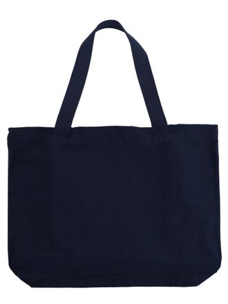 Maison Kitsun&eacute; Cotton with Writing Detail Tote Bag - Blue