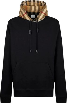 Burberry Homme, Sweatshirts et sweats &agrave; capuche, Noir, Taille: S Check Detail Sweat &agrave; capuche