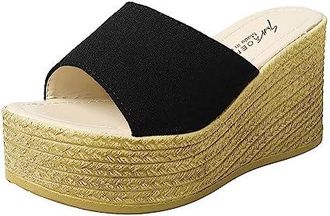 Generic Chaussures compens&eacute;es 2026 pour femme - Coupe classique d&eacute;contract&eacute;e, Noir, 38 EU