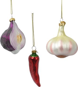 Kaemingk Christbaumschmuck Glas 8cm - Küchen Gewürze Figur zum Aufhängen - 1 Stück sortiert - mundgeblasen - Weihnachtsbaum Anhänger für Weihnachten - Christba