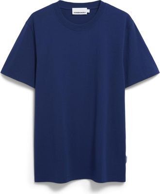 Armedangels Herren Heavyweight T-Shirt aus recyceltem Baumwoll Mix MAARKOS Relaxed Fit Blue Noon