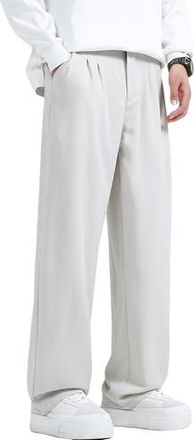 Generic Pantalon de costume classique ample pour homme, coupe d&eacute;contract&eacute;e, confortable au quotidien, beige, XXL