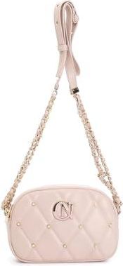 Caf&egrave;noir Sac Bandouli&egrave;re Matelass&eacute; En Losanges Avec Application De Rivets Et Logo Bicolore, Pour Femme, Couleur Rose, Taille Taille Unique