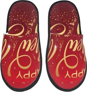 Generic Bonne Ann&eacute;e Unisexe Chaussures De Maison Doux Pantoufles Peluche Chaussons Pour Ext&eacute;rieur Int&eacute;rieur Hiver M