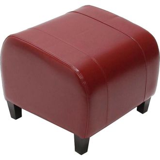 Mendler Tabouret pouf cuir EMMEN, 39x45x47cm, rouge
