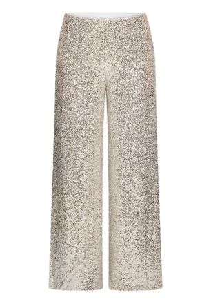 Betty & Co Damen Schlupfhose mit Pailletten 44, Cream/Silver