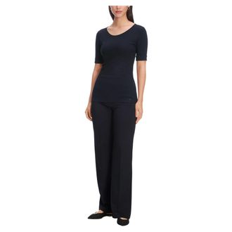 Marc Cain Rundhals-Shirt mit kurzen &Auml;rmeln - - Tops - Damen - Blau - L