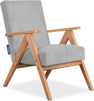 Konsimo Konsimo - naset Vintage Sessel gepolstert Echt-Holz-Rahmen, grau