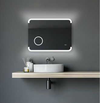 Talos Talos - Harmony Badspiegel 80 x 60 cm - Badezimmerspiegel mit led Beleuchtung in neutralwei&szlig; - mit Kosmetikspiegel