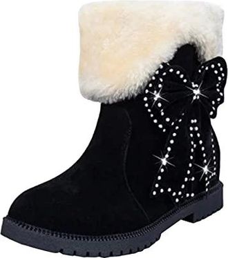 Generic Boots Femme Neige Chaussure Cuir Femme Bottines Chaussures pour femmes à la mode bottes de neige dhiver à semelles épaisses bottes courtes dhiver Boti