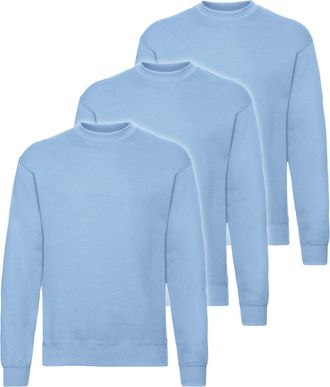 Fruit Of The Loom 3er Pack Classic Set-In Sweat Herren, NEU, Farbe:Pastellblau, Gr&ouml;&szlig;e:2XL