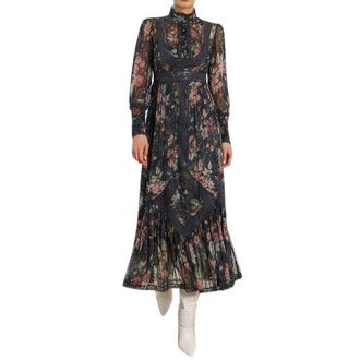 Zimmermann Silk Unbridled Tucked Dress In Ash Garden Size S