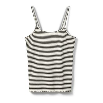 Sofie Schnoor Gestreiftes Schwarzes Top mit Gekr&auml;useltem Saum - - Tops - Damen - Mehrfarbig - XL