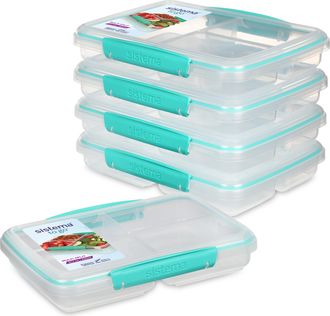 Sistema to GO-Brotdosen mit Fächern zum Portionieren | 820ml Lunchbox mit stapelbarem Design und Clips | BPA-frei | | 5 Vorratsdosen [82002]