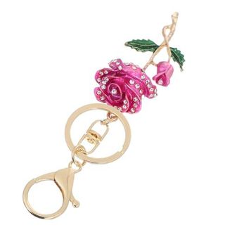 Hemobllo Porte-cl&eacute;s Fleur de Rose de Cristaux &Eacute;l&eacute;gant Pendentif Floral &Eacute;tincelant Accessoire L&eacute;ger pour Sac &agrave; Main Femme Porte-cl&eacute;s Compact et Cadeau Pr&ecirc;t &agrave; Of