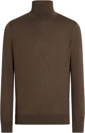 Ermenegildo Zegna pull en cachemire mélangé à col roulé - Marron