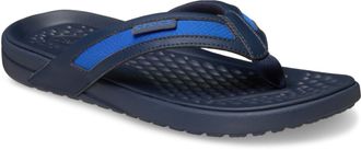 Crocs Zehentrenner CROCS Yukon Sport Flip, Herren, Gr. 45, blau, navy, Lederimitat, Textil, Schuhe Zehentrenner, Sommerschuh, Badeschuh, Strandschuh mit lei