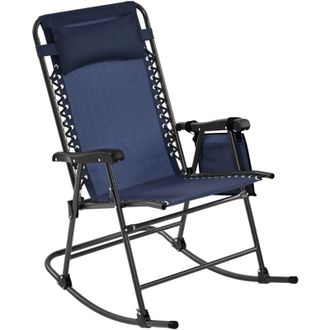 Yaheetech Yaheetech Basics Fauteuil &agrave; Bascule Pliant Rocking Chair Pliable de Jardin 102 x 65,5 x 103 cm avec T&ecirc;ti&egrave;re R&eacute;glable Poche de Rangement pour Jardin