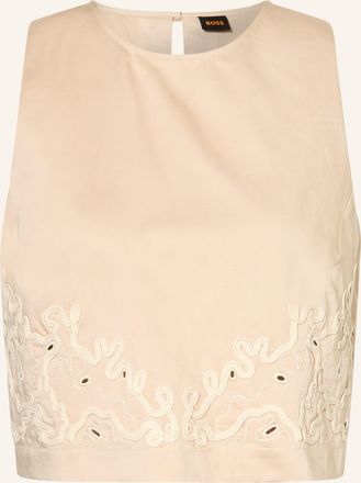 HUGO BOSS Cropped-Top Balemba Mit Lochspitze beige