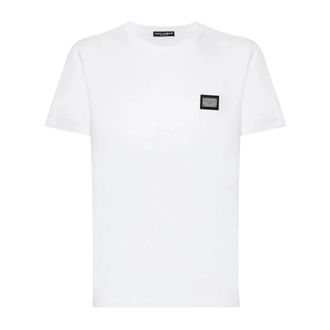 Dolce & Gabbana Logo Plaque T-Shirt - - Tops - Herren - Wei&szlig; - S
