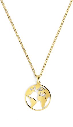 Singularu Halskette Welt - Anhänger in 925 Sterlingsilber mit Weltkugel - Kette Einheitsgröße - Damenschmuck - 18kt Vergoldung