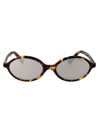 Miu Miu 0MU Oval Tortoiseshell Acetate Sunglasses - Havana Honey