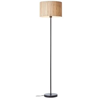Brilliant lampe, lampadaire Wimea noir / naturel, 1x A60, E27, 52W, avec interrupteur &agrave; pied